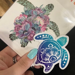 Sea Turtle Flower Vinyl Printed Sticker Decal Accessories, Hood Decals ...