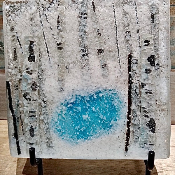 Fused Glass Art/desktop Art/ Ocean Glass Art/ocean Glass Art/beach ...