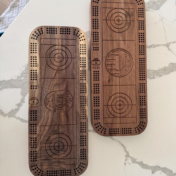 Large Hardwood Cribbage Board With Metal Pegs & Deck of Cards ...
