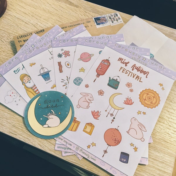 Mid-autumn Festival Stickers | Mooncake Stickers | Lantern Stickers ...
