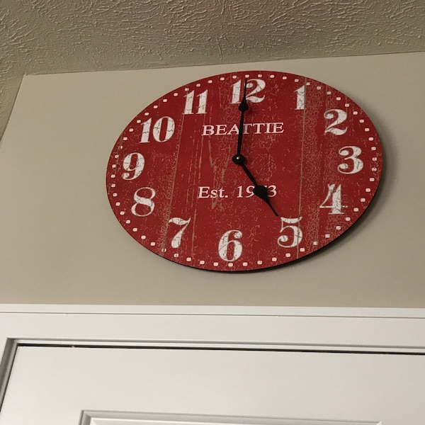 Personalized Red Clock- Barn Red Clock - Etsy