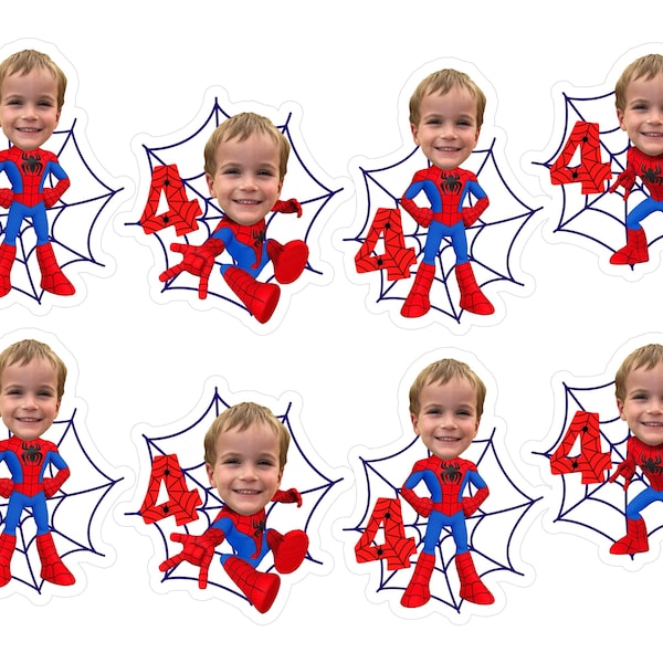 Spidey Face Cupcake Toppers, Personalized Spidey and Friends Cupcake ...