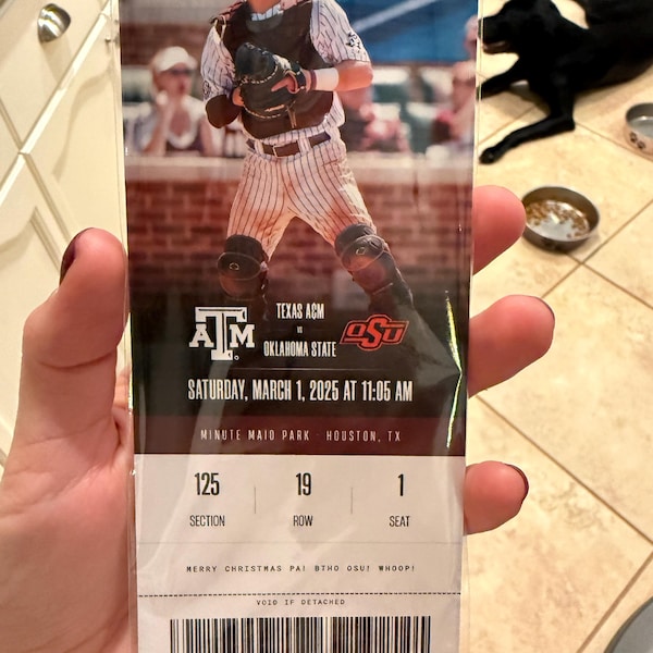 Physical Custom Baseball Game Ticket, Personalized Baseball Ticket ...