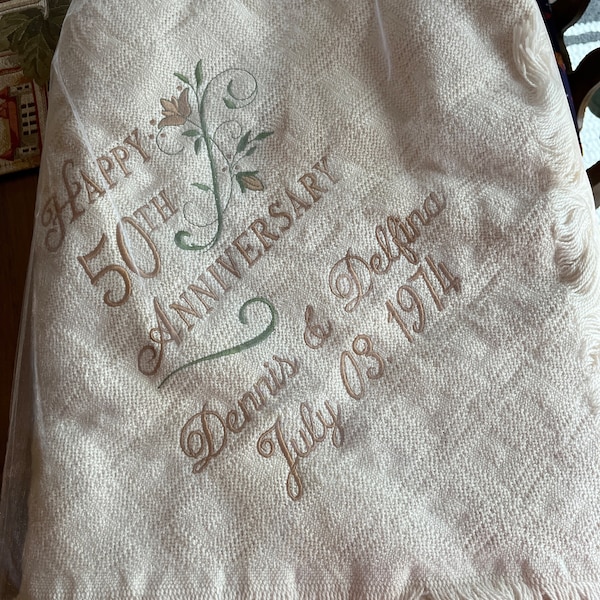 Personalized Anniversary Embroidered Throws and Blankets Custom ...