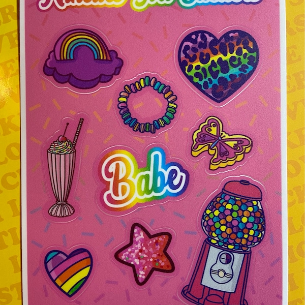 90s Sticker Sheet - Nineties Girl Sticker Sheet 9 Throwback Designs ...