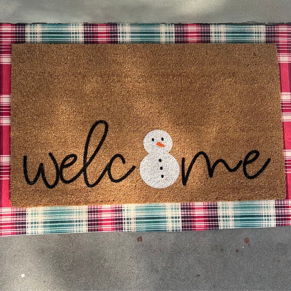 Vintage Christmas Chunky Plaid Porch Indoor/outdoor Rug | Winter Front ...