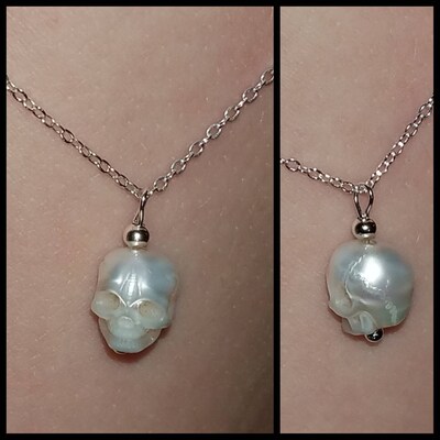 Natural Pearl Necklace Hand-carved Pearl Skull - Etsy