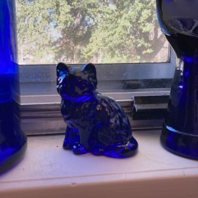 Blenko Glass Cobalt Blue Cat Critter Figurine - Etsy