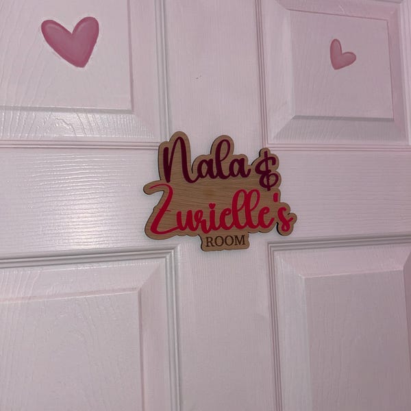 Personalised Siblings Name Bedroom Sign With 2 Colours, Door Plaque for ...