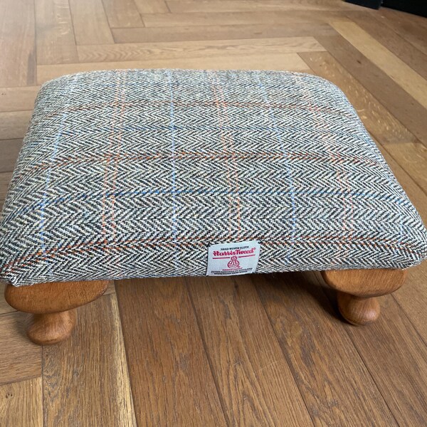 Navy Harris Tweed BC1 Queen Anne Stool Chesterfield Footstool Under ...
