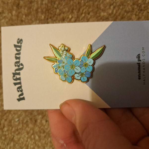 Forget Me Not Pin, Botanical Enamel Pin, Blue Flower Artwork, Original ...