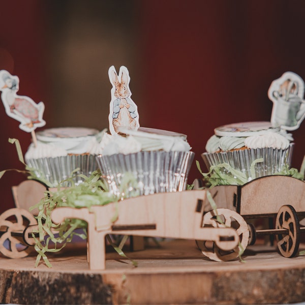 Multi-pack Peter Rabbit Wheelbarrow Cupcake Holders - Wooden ...