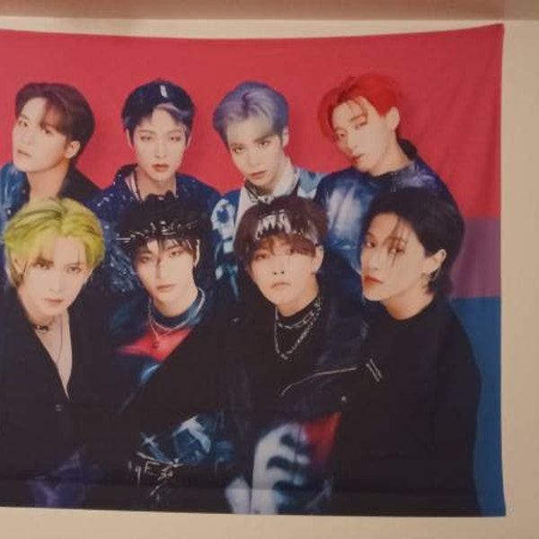 Ateez Members Bi Flag Banner, Ateez Group Photo Kpop Bisexual Flag ...