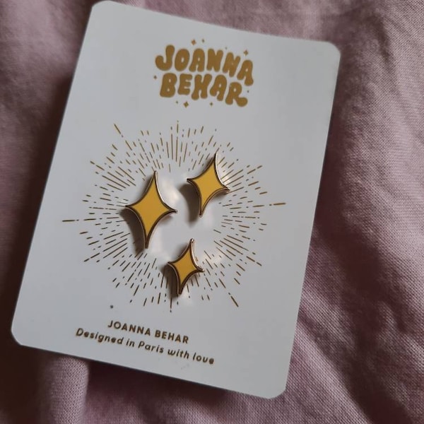 Sparkle Pin Set | Cute Sparkly Stars Brooch Set of 3 | Shiny Emoji Pin ...