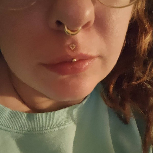 16g Teardrop Medusa Ring Lippy Loop Labret Surgical Steel Lip Ring ...