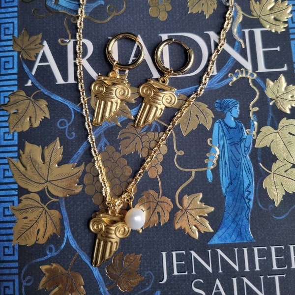 Greek Mythology Necklace, Hellenic Ionic Column Necklace, Gold Pillar ...