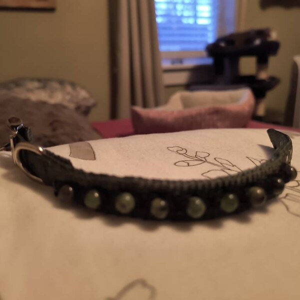 Bloodstone Dog Collar - Handmade Dog Collar - Crystal Healing Collar ...