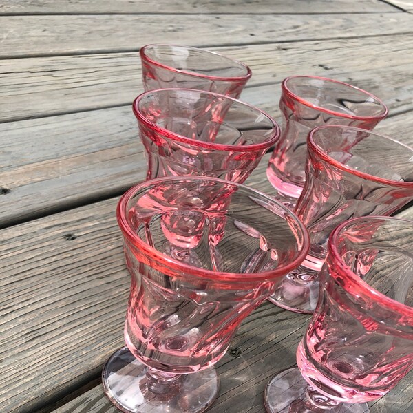Vintage Ruby Red Wine Glass, Set of 4 Red Glassware, Barware, Holiday ...