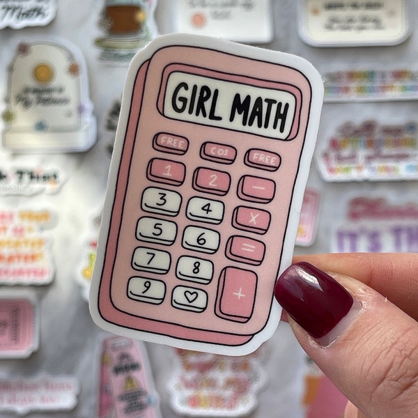 Girl Math Calculator Waterproof Sticker, Coffee Gifts, Trendy Stickers ...