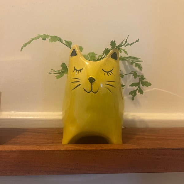 Color Cats Ceramic Planter, Happy Kitty Flower Pot, Feline Plant Holder ...