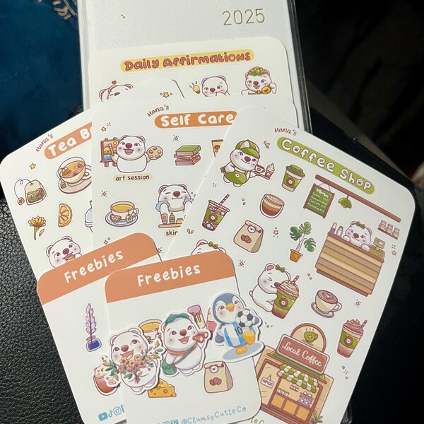 Cute Tea Time Sticker Sheet, Hand Drawn Planner Stickers and Kawaii ...