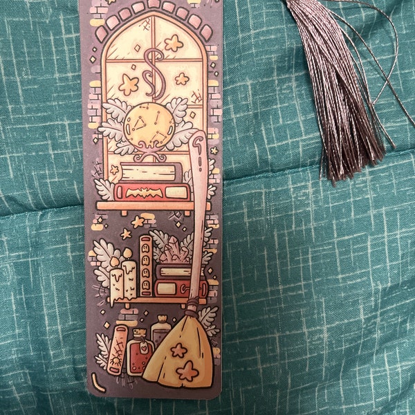2"x6" Witch Library Halloween Bookmark With Tassel, Spooky Aesthetic ...
