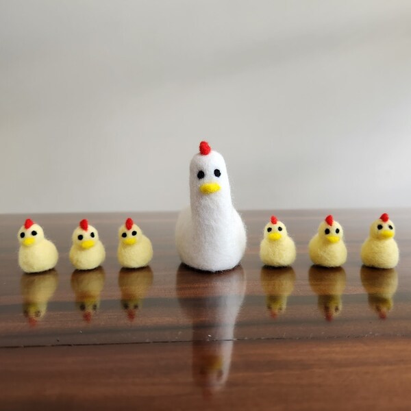 Wool Needle Felted Chicken - 3 Colours Available - Etsy