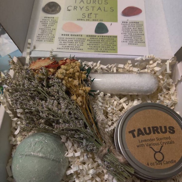 Taurus Crystal Gift Set, Taurus Crystal Box, Taurus Gift, Taurus Candle ...