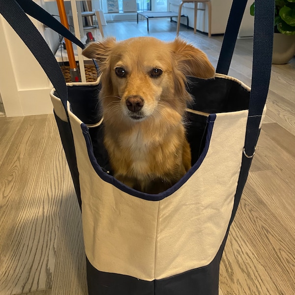 Duplex Dog Carrier, Color Block Canvas Dual Pet Carrier Bag to Carry 2 ...