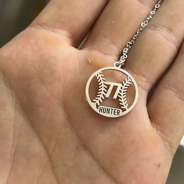 Personalized Sterling Silver Baseball Necklace: Custom Name & Number - Etsy
