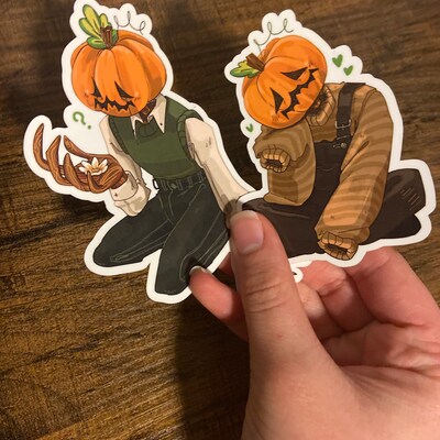 Autumn Pumpkin Head Waterproof Stickers - Etsy