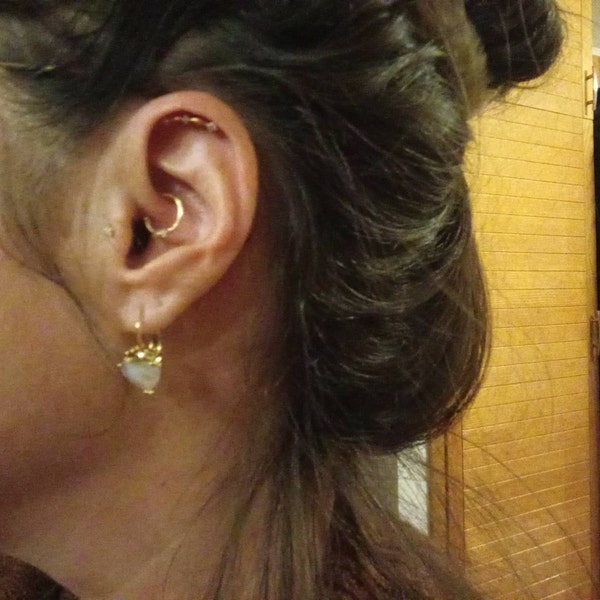 Curved Lotus Climber Stud Piercing 14 K Real Gold Curved Helix Piercing ...