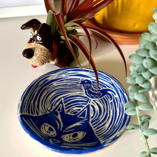 Whimsical Lidded Ceramic Trinket Jar: Handmade Art Decor Sculpture ...