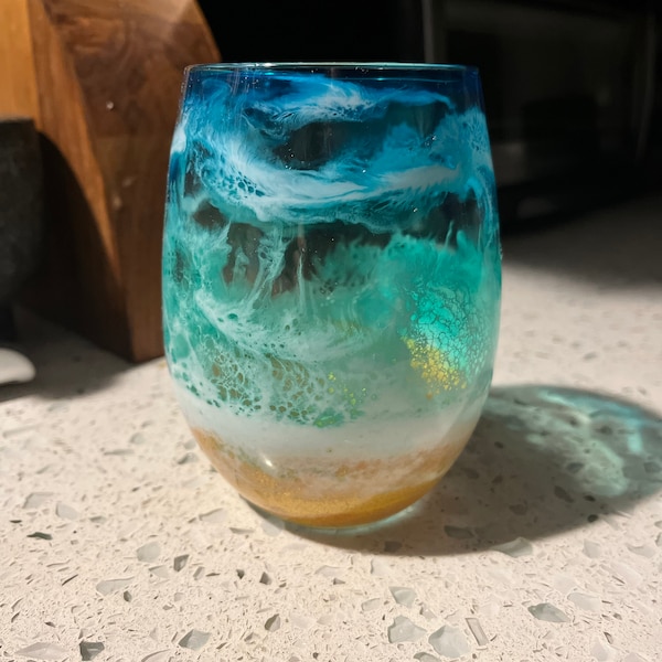 Beach Glassware, Beach Wine Glasses, Beach Drinkware, Beach Lover Gift ...