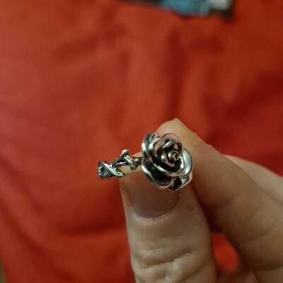 925 Sterling Silver Enchanted Rose Ring Adjustable Rose Flower Forever ...