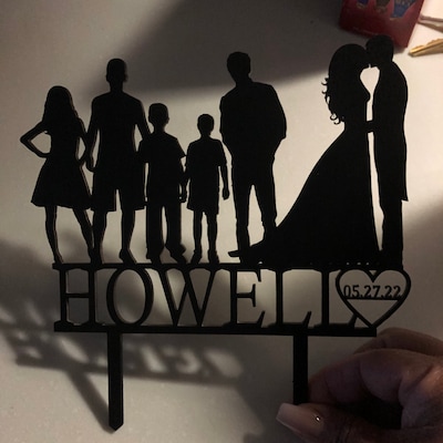 Family Cake Topper, Wedding Cake Topper, Bride and Groom With Four ...