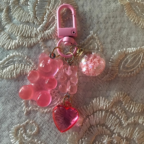 Cute Gummy Bear Keyring, Pink, Purple, Yellow Bear Keychain, Backpacks ...