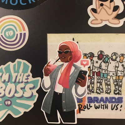 Hijabi Boba Baddie Sticker - Etsy
