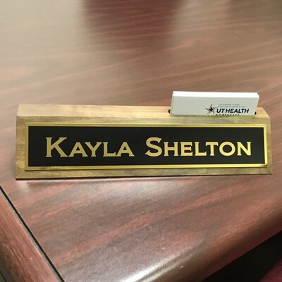 Walnut Name Plate Bar With Business Card Holder for Office - Etsy