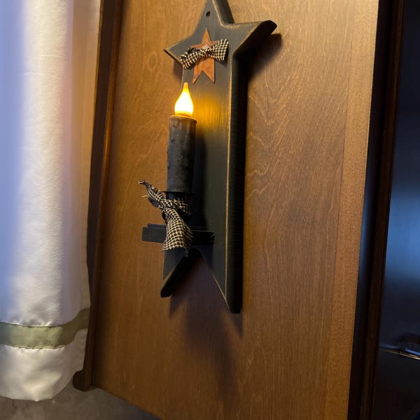 Primitive Black Star Candle Sconce, Rustic Farmhouse Decor - Etsy