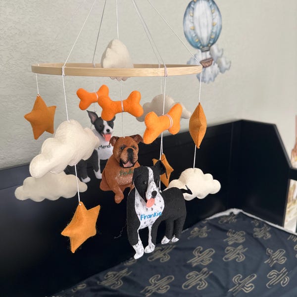 Custom Dog Baby Mobile, Personalized Baby Nursery, Puppy Baby Mobile ...