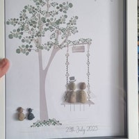 Personalised Wedding Swing Pebble Picture - Pebble Art Wedding - Framed ...