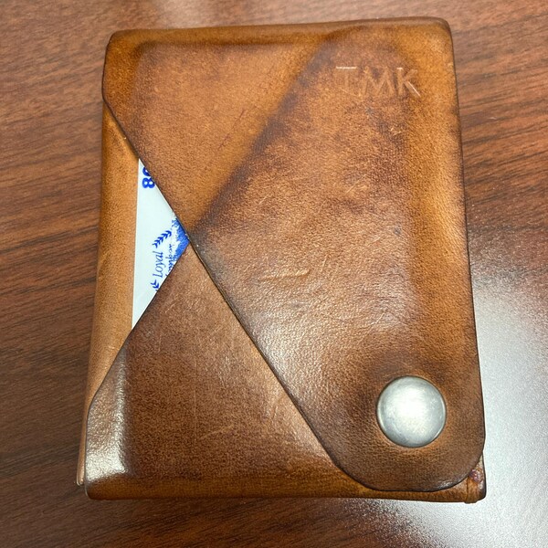 Cognac Color Minimalist Leather Wallet Card Holder, Coins, Slim Minimal ...