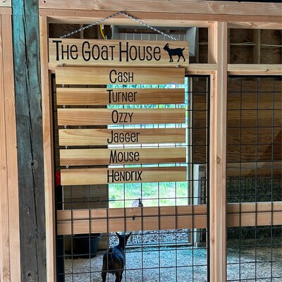 Large the Goat House Hanging Name Sign // Drop Down Name Signs // Wood ...