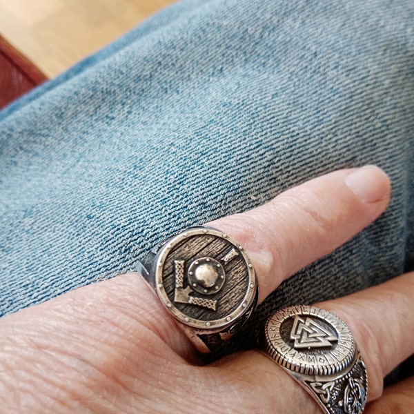 Nordic Signet Viking Shield Ring Tiwaz Rune Norse Pagan Jewelry - Etsy
