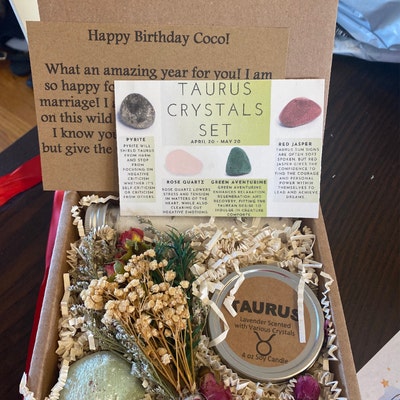 Taurus Crystal Gift Set, Taurus Crystal Box, Taurus Gift, Taurus Candle ...