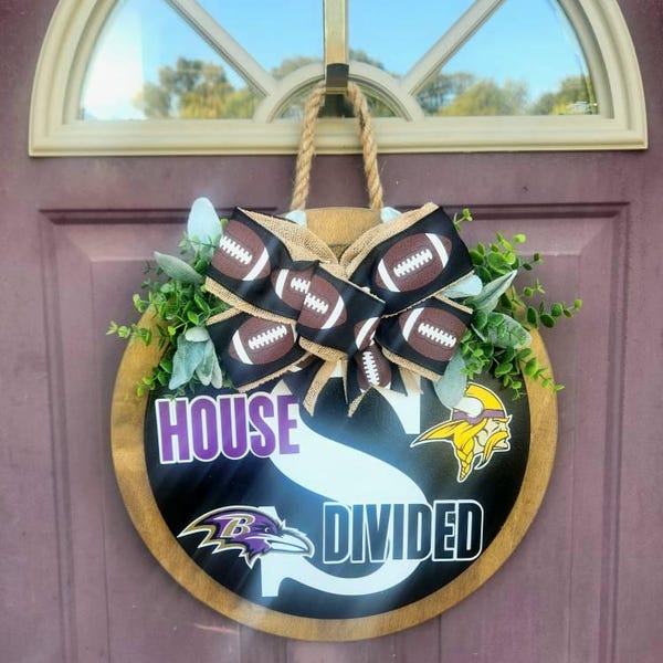 Front Door Decor | House Divided Sign | Football Sign | Football Decor ...