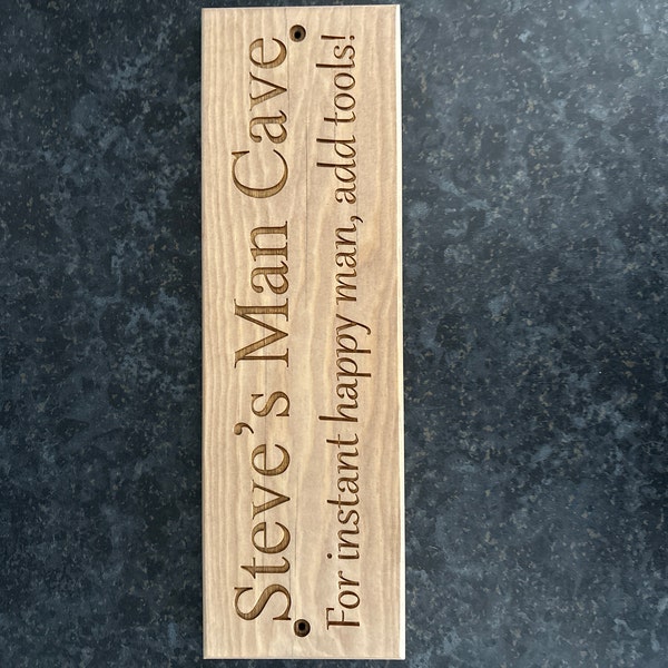 Dad's Shed Engraved Solid Wood Sign Personalised If He Can't Fix It ...