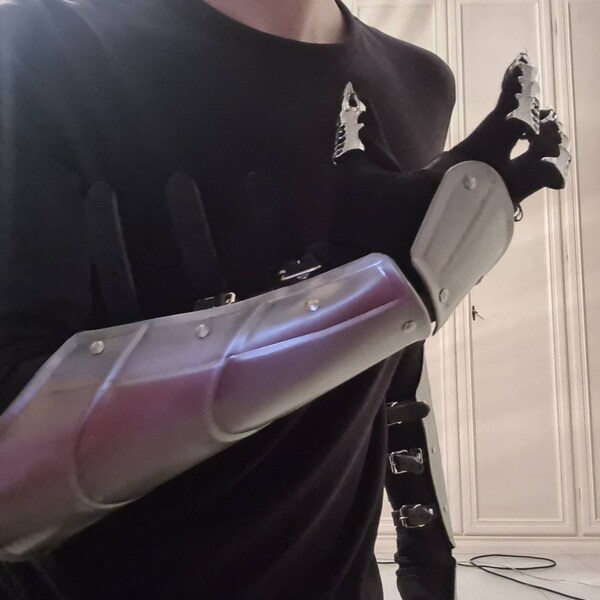 Pair of Gothic Bracers, Medieval Knight Armor, Blackened Steel Bracers ...