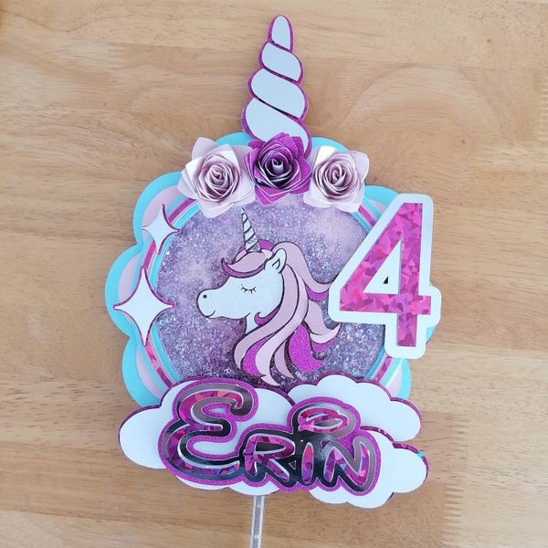 Unicorn Birthday Cake Topper With Shaker 3d Cake Topper Digital Svg